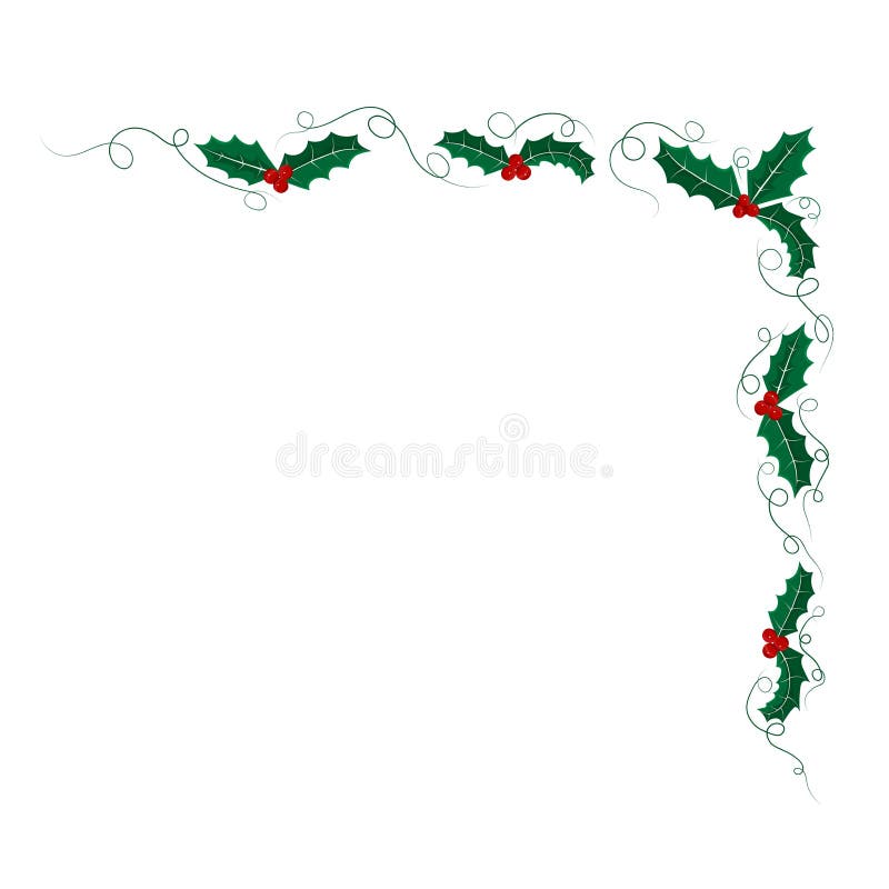 Christmas Frame with Holly Leaves, Christmas Corner Border with ...