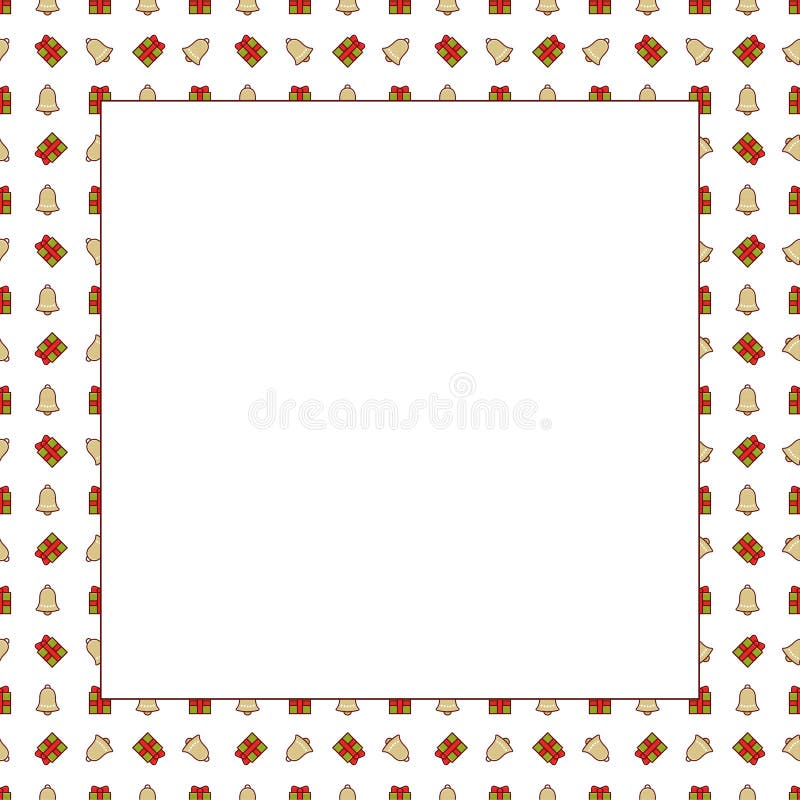 Christmas Frame with Pattern. Empty Template for Greeting Card or ...