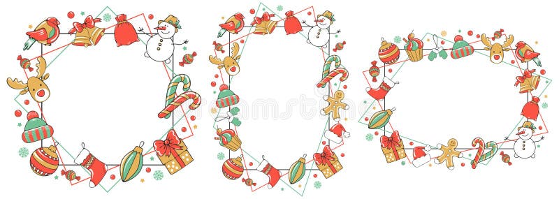 Christmas Frame Set stock vector. Illustration of knitted - 258681063