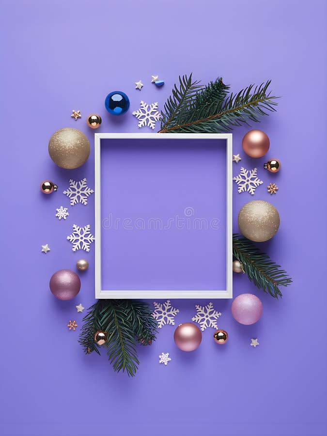 Christmas Frame. a Vibrant Red Texture Background with Ball Ornaments ...
