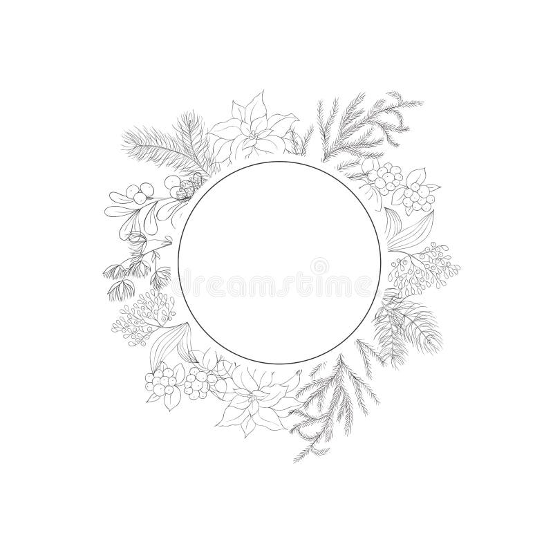Christmas Frame with Winter Plants. Vector Stock Vector - Illustration ...