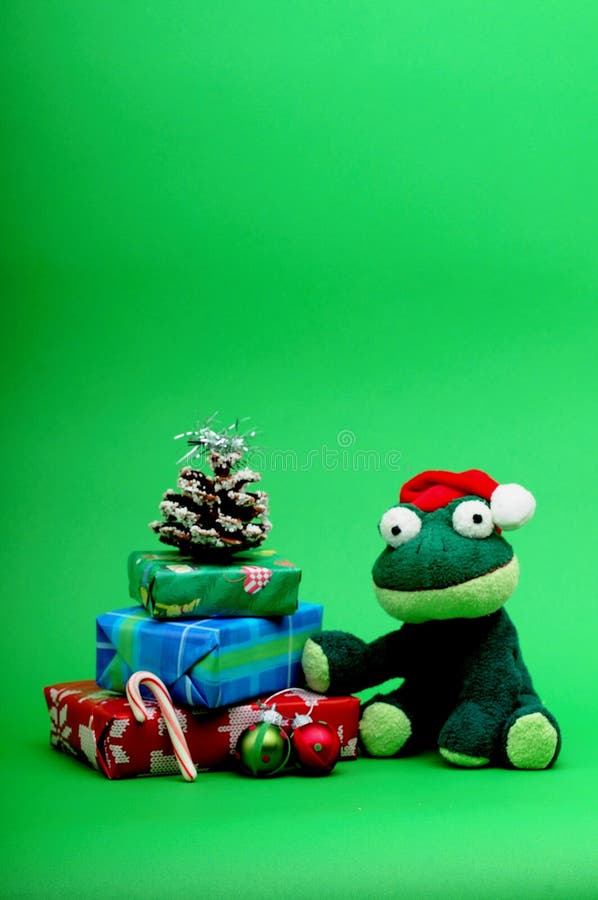 Christmas Frog with Gifts Still Life Stock Photo - Image of gift ...