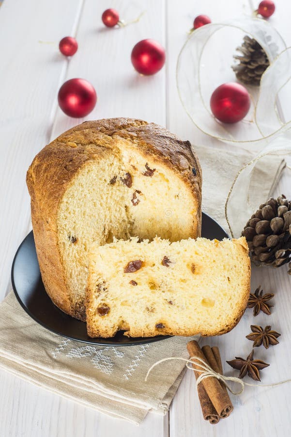 Christmas Fruit Cake Panettone Stock Image - Image of holiday, homemade ...