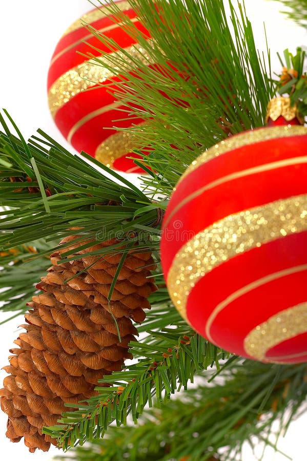 Red Christmas Ball on Fir Tree Stock Photo - Image of pine, needle: 360122