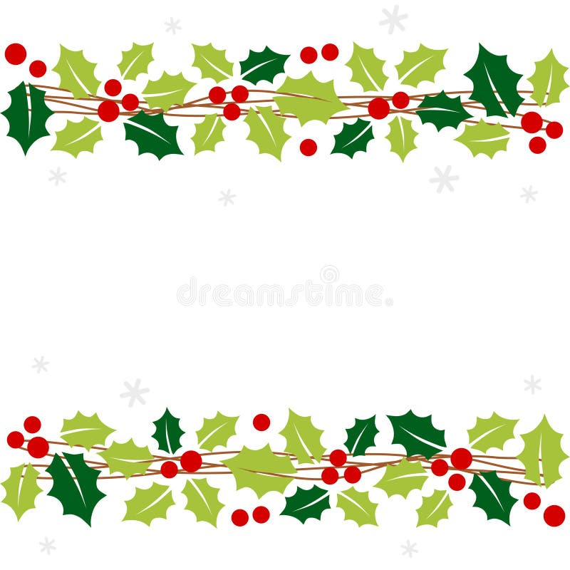 Christmas Border Holly Ornamental Stock Image - Illustration of ...