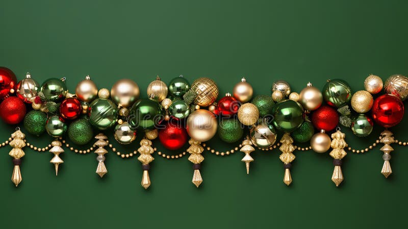 Christmas Garland on Green Background Stock Illustration - Illustration ...