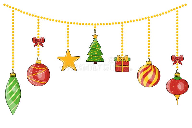 Christmas Garland with Ornaments, Vector Stock Vector - Illustration of ...
