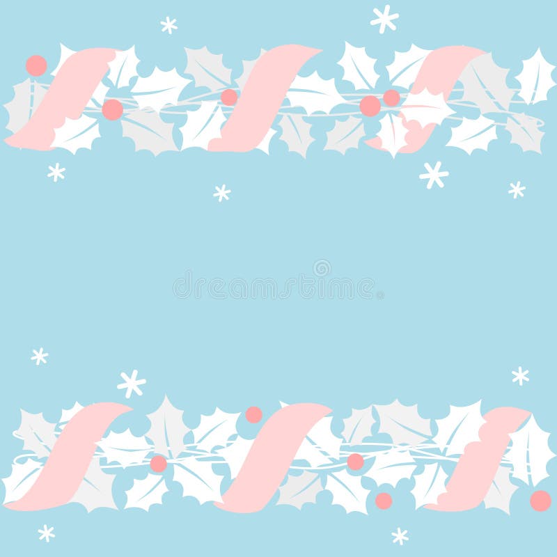 Christmas Garland with Pink Ribbon Stock Vector - Illustration of ...