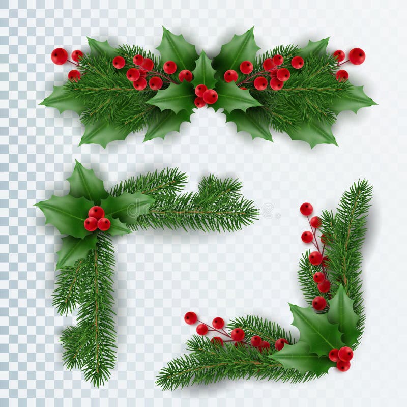 Christmas Garland of Tree Branches, Berries. Realistic Looking ...