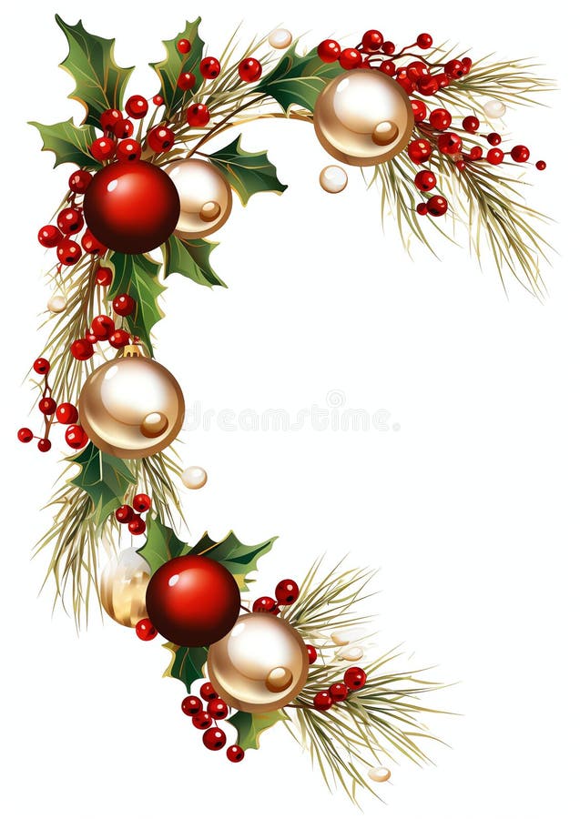 Christmas Garland Watercolor Winter Border Stock Illustration ...