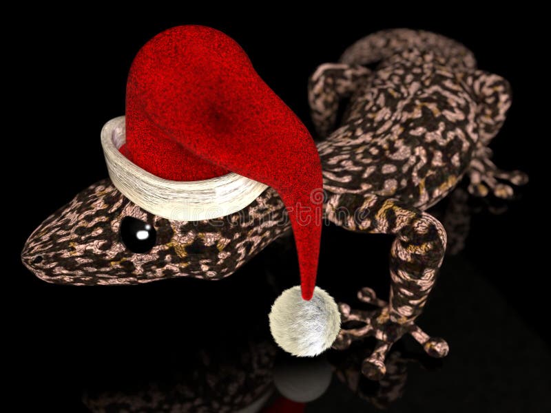 Christmas gecko stock illustration. Illustration of black - 7266142