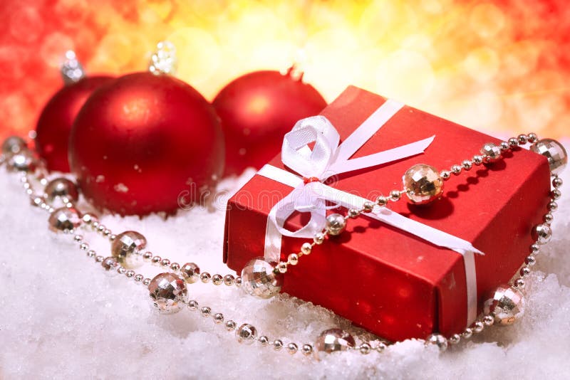 Christmas gift and balls stock image. Image of round - 21606907