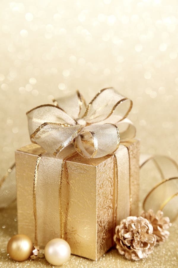 Christmas Gift Box with Christmas Ball Stock Photo - Image of holiday ...