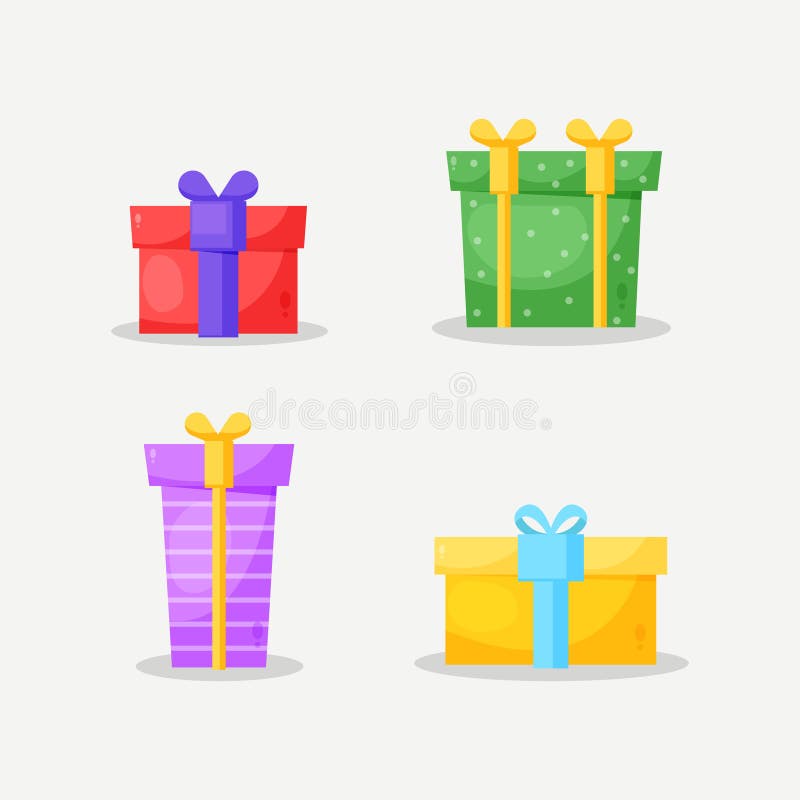 Christmas Gift Box Cartoon Style Collection Illustration Stock Vector ...