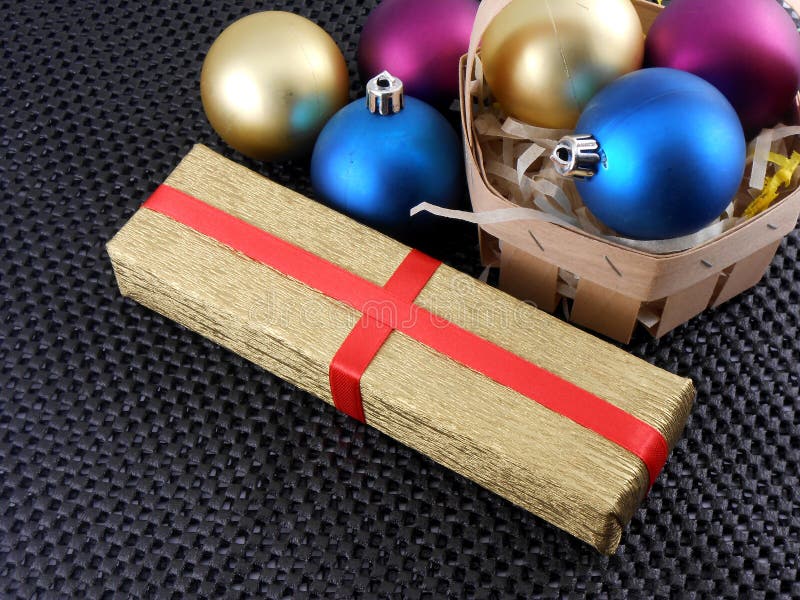 Christmas Gift Box with Christmas Balls Stock Photo - Image of ...