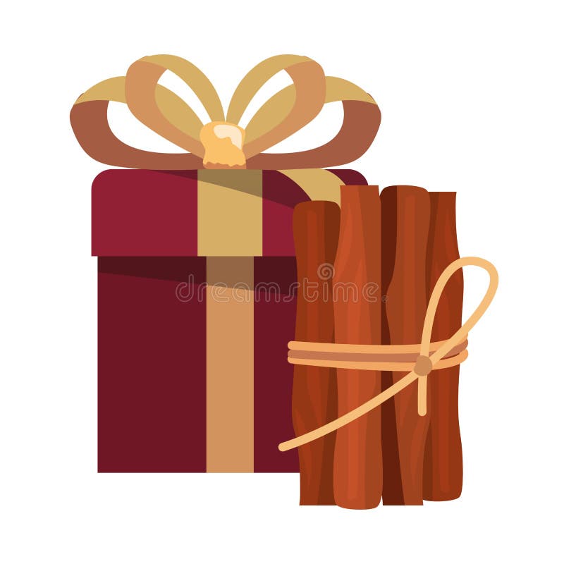 Christmas Gift Box Cinnamon Decoration Stock Vector - Illustration of ...