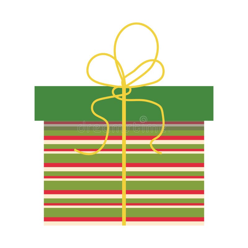 Christmas Gift in Box with Colored Lines Pattern at Wrapping Paper and ...