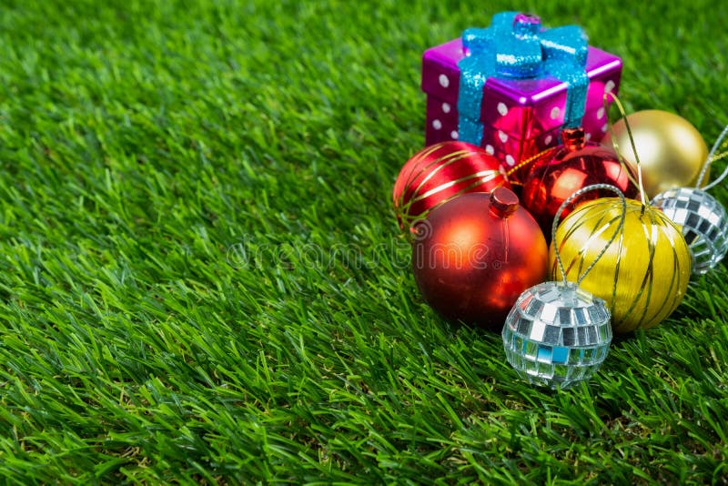 Christmas Gift Box on Grass Stock Image - Image of nature, branch ...