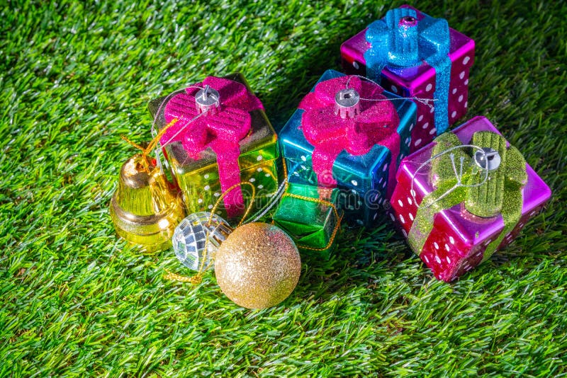 Christmas Gift Box on Grass Stock Image - Image of green, anniversary ...