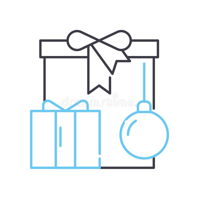 Christmas Gift Box Line Icon, Outline Symbol, Vector Illustration ...