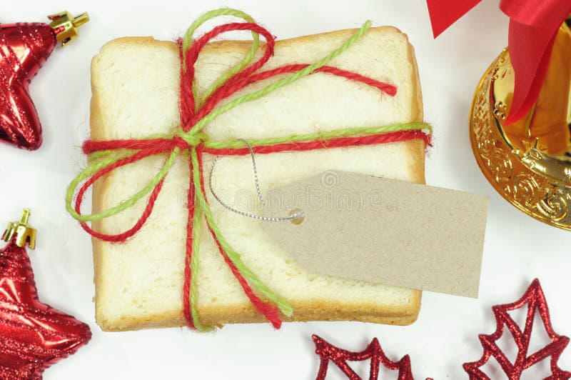 Christmas Gift Box Made from Bread on White Stock Photo - Image of home ...
