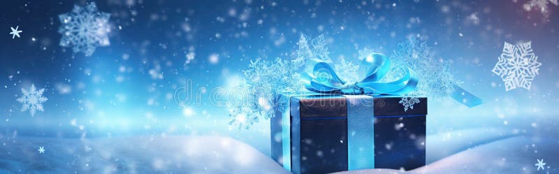Christmas Gift Box Snow Blue Header Stock Illustration - Illustration ...