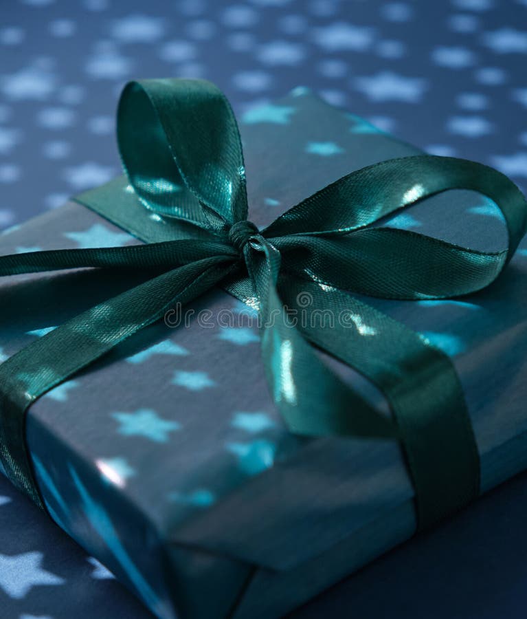 Christmas Gift Box with Star Pattern Light Shadows. Stock Image - Image ...