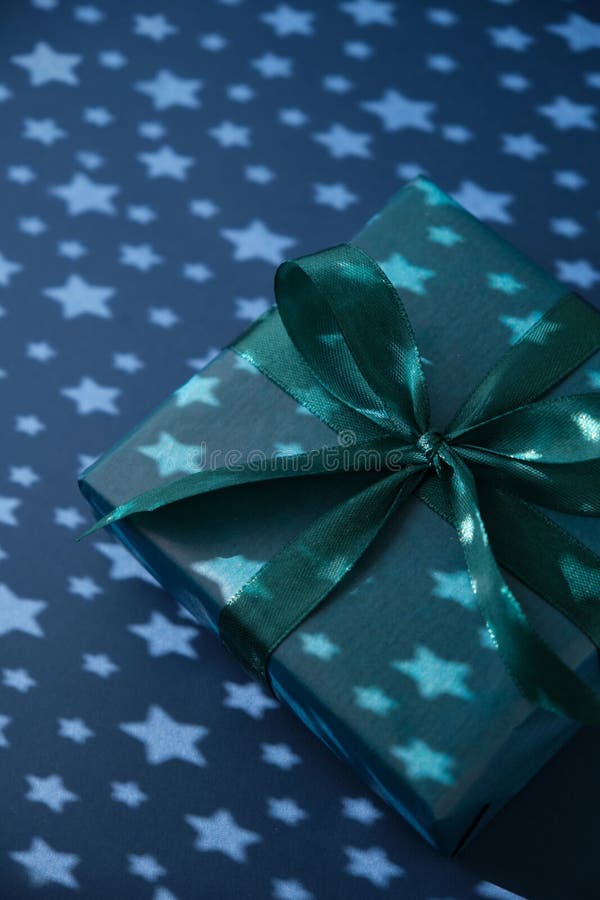 Christmas Gift Box with Star Pattern Light Shadows. Stock Image - Image ...