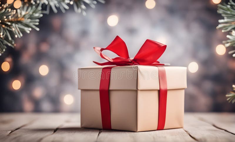 Christmas Gift Box on Table Stock Illustration - Illustration of giving ...