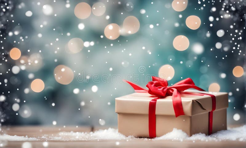 Christmas Gift Box on Table Stock Illustration - Illustration of ...