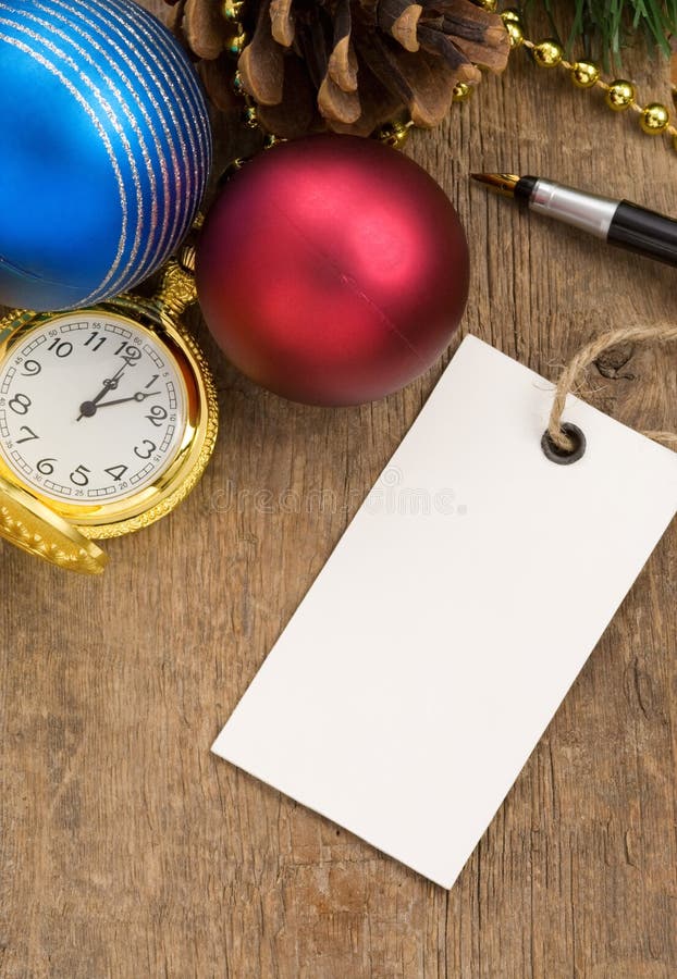 Christmas Gift Box and Price Tag Near Balls Stock Photo - Image of ...