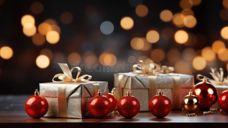 Christmas Gift Boxes are Arranged in an Array on the Table Stock ...