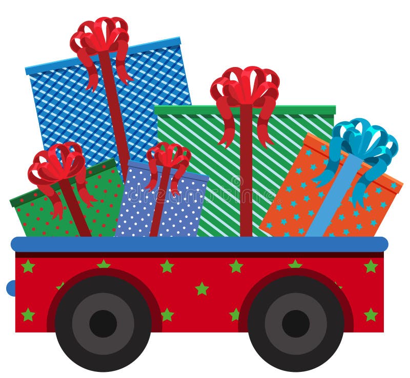 Christmas Gift Boxes on Cart Stock Vector - Illustration of artistic ...