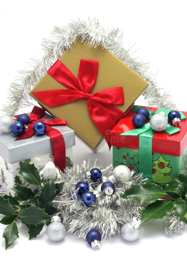 Christmas Gift Boxes with Christmas Ornaments Stock Photo - Image of ...