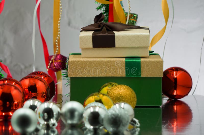 Christmas Gift Boxes with Pine Tree for Layout Pattern Design. the View ...