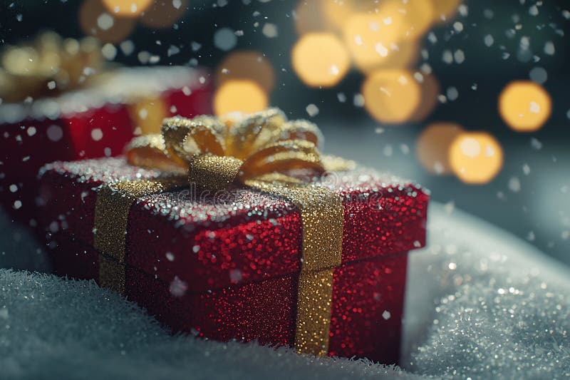 Christmas Gift Boxes and Presents in the Snow. Christmas and Winter ...