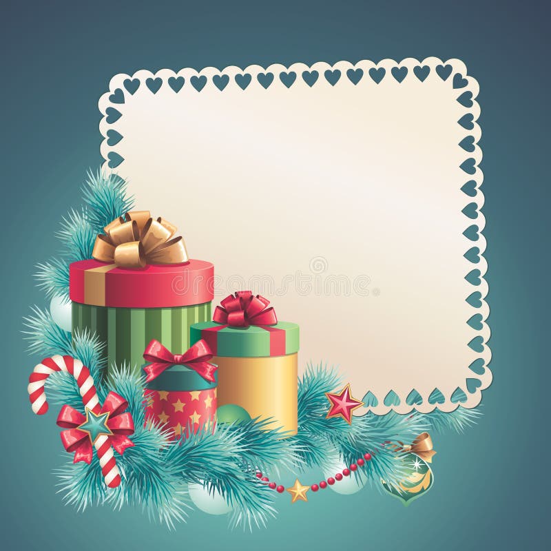 Christmas Gift Boxes Stack, Greeting Card Stock Illustration ...