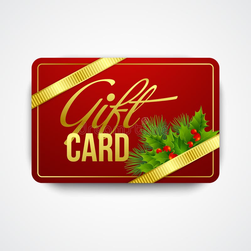 Christmas Gift Card with Holly. Vector Stock Vector - Illustration of ...