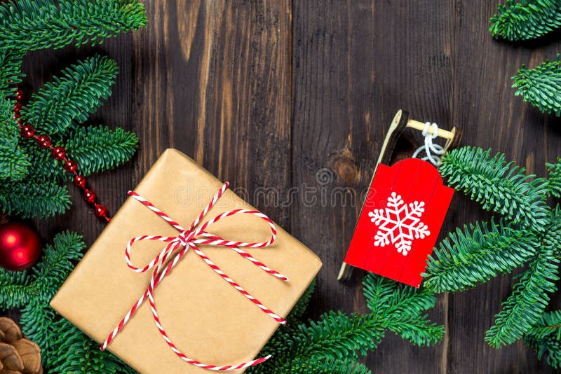 Christmas Gift Concept Object Composition Top View Stock Photo - Image ...
