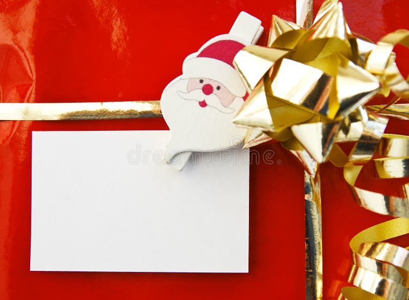 Christmas Gift with Empty Card Stock Photo - Image of celebration ...