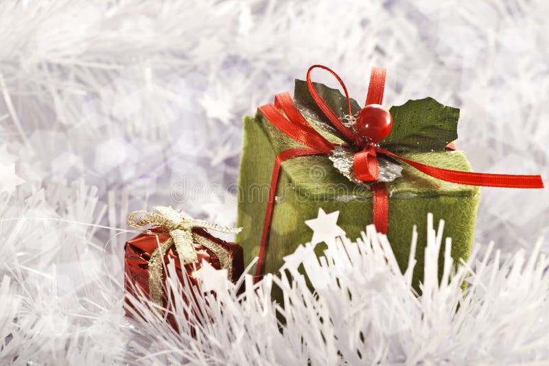 Christmas Gift in Freezing Cold Winter Background Stock Image - Image ...