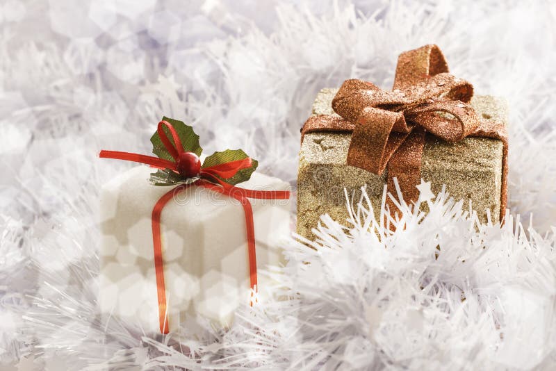 Christmas Gift in Freezing Cold Winter Background Stock Image - Image ...