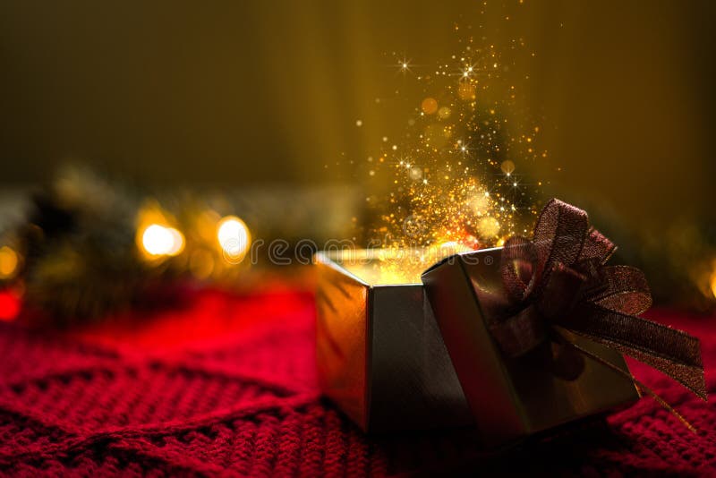 Christmas Magic Golden Lights Trail on Black Background for Overlays ...