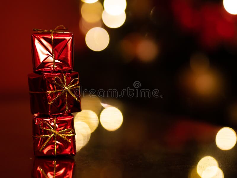 Christmas Gift, Christmas Greetings, Red Present, Lights Stock Image ...