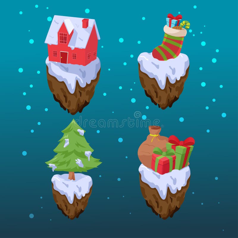 Christmas Gift Icon Object Set Stock Illustration - Illustration of ...