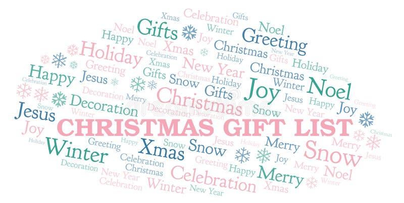 Christmas Gift List Word Cloud Stock Illustration - Illustration of ...