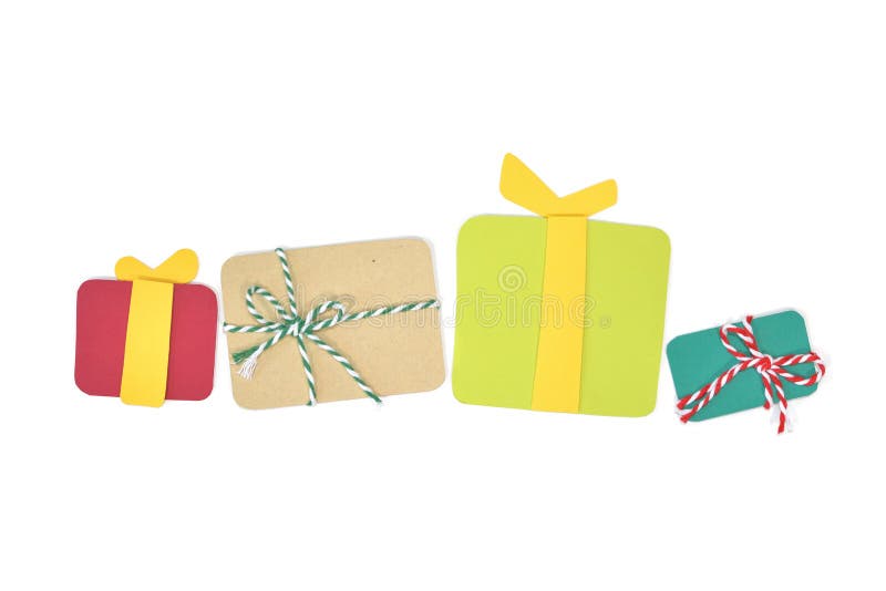 Christmas Gift Paper Cut on White Background Stock Image - Image of ...
