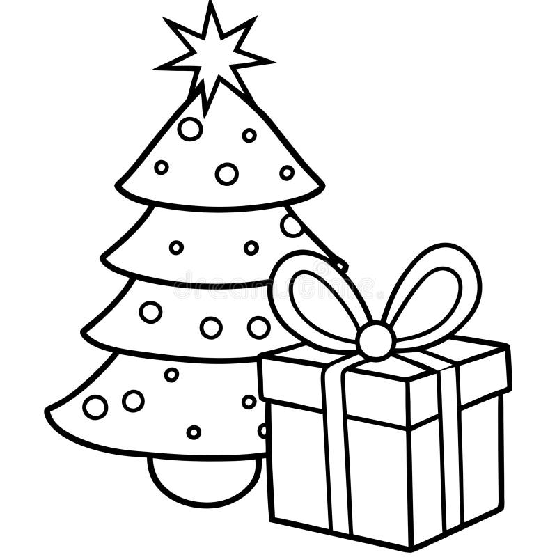 Christmas Gift with Ribbon Underneath a Lit Christmas Tree Made by ...