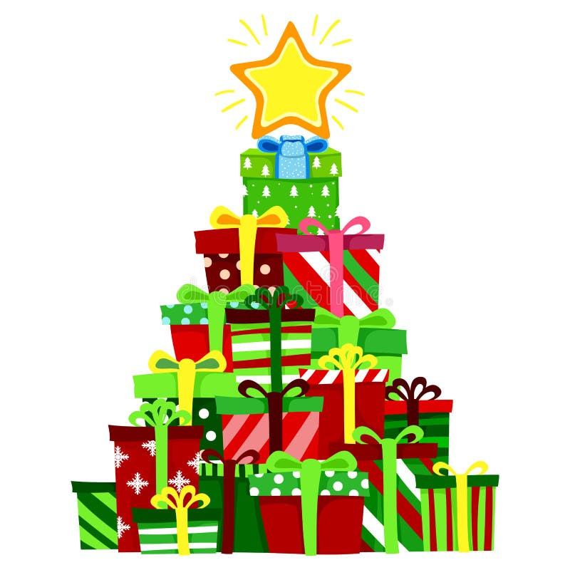 Christmas Gift Stack As Christmas Tree Stock Vector - Illustration of ...