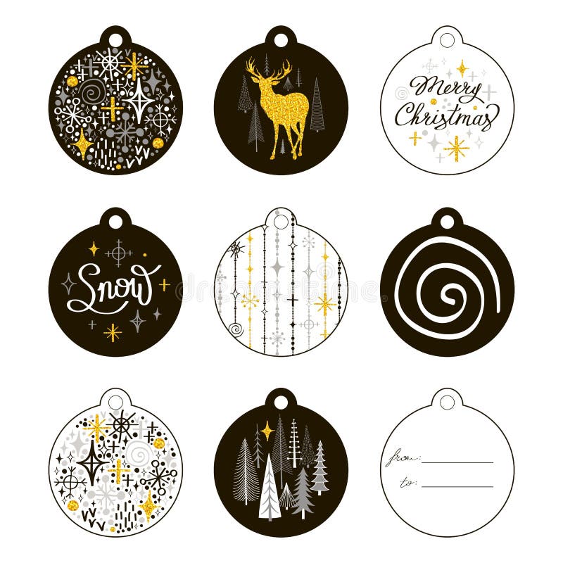 Christmas Gift Tags with Hand Drawing Elements. Stock Vector ...